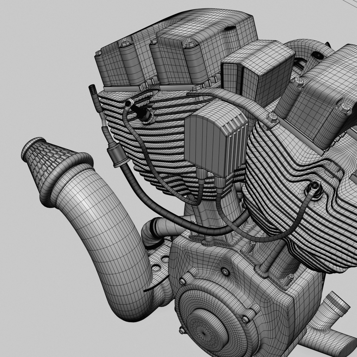 3d model of engine motor motorcycle