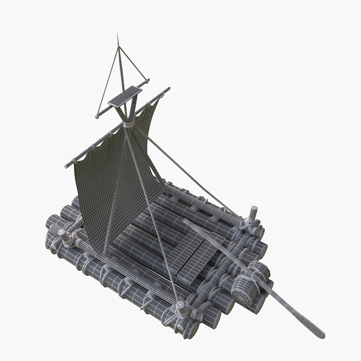 wooden raft 3d model