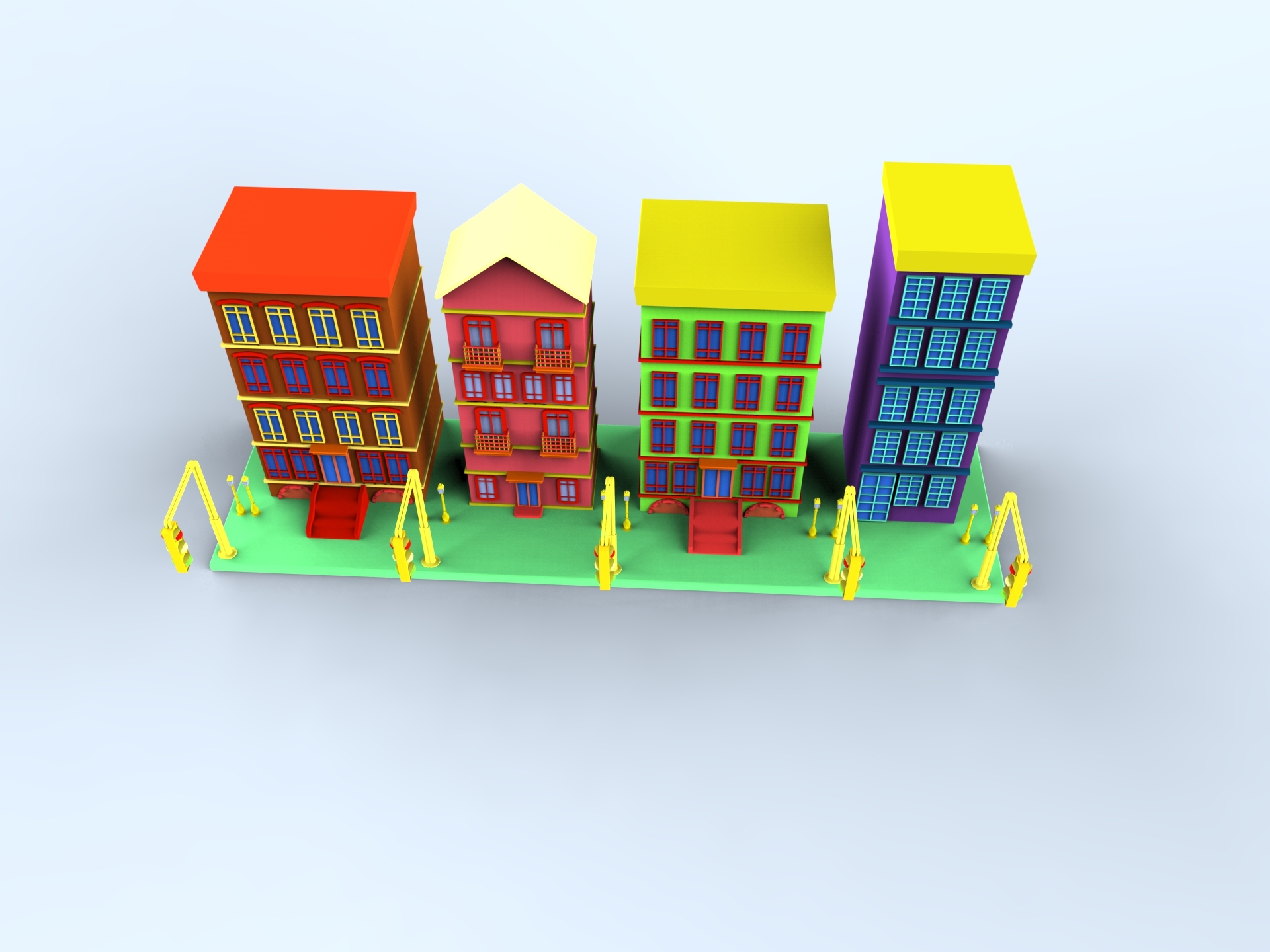 colorfull cartoon building 3d model