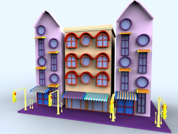 3d model colorfull cartoon building