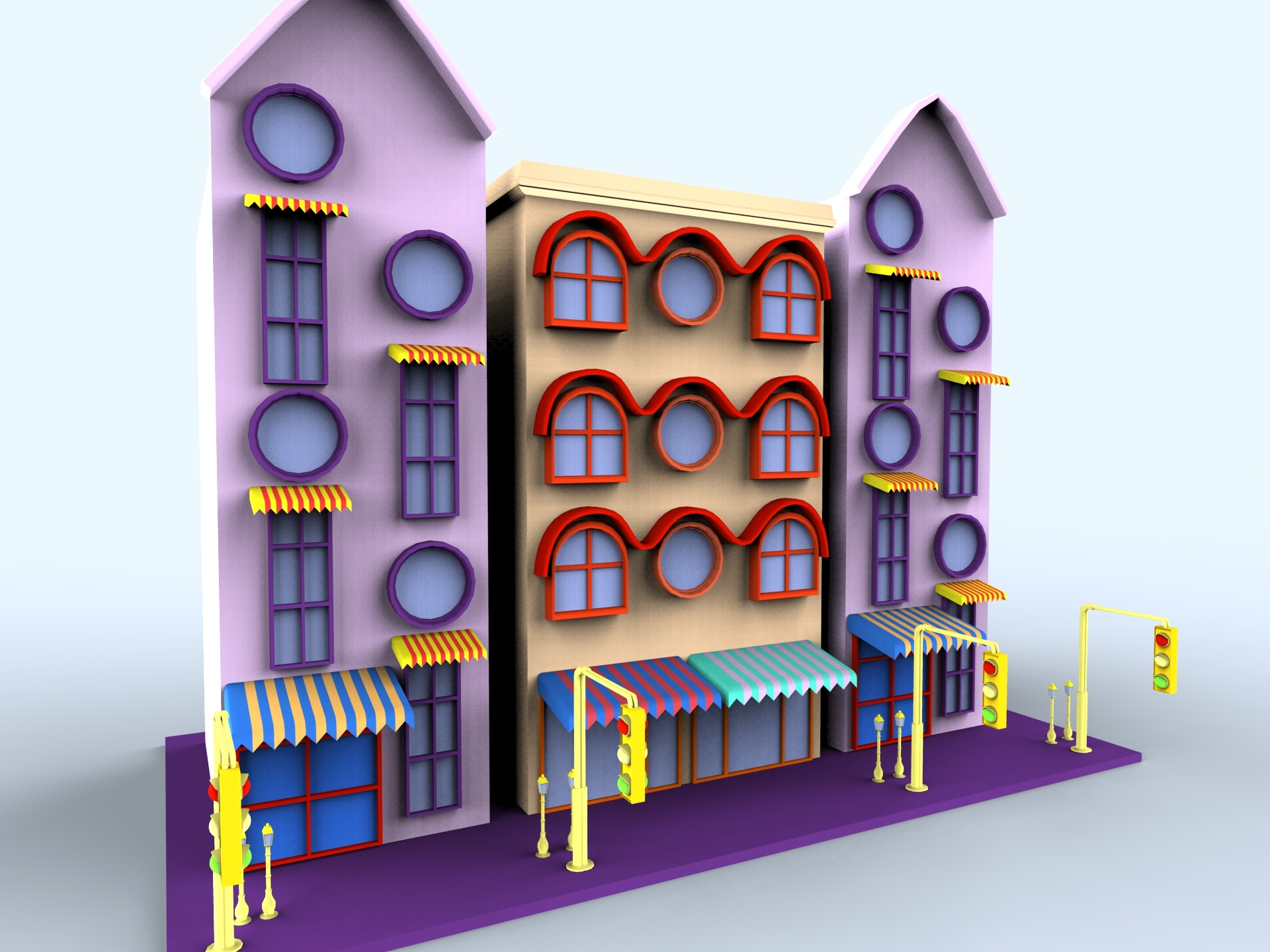 3d model colorfull cartoon building