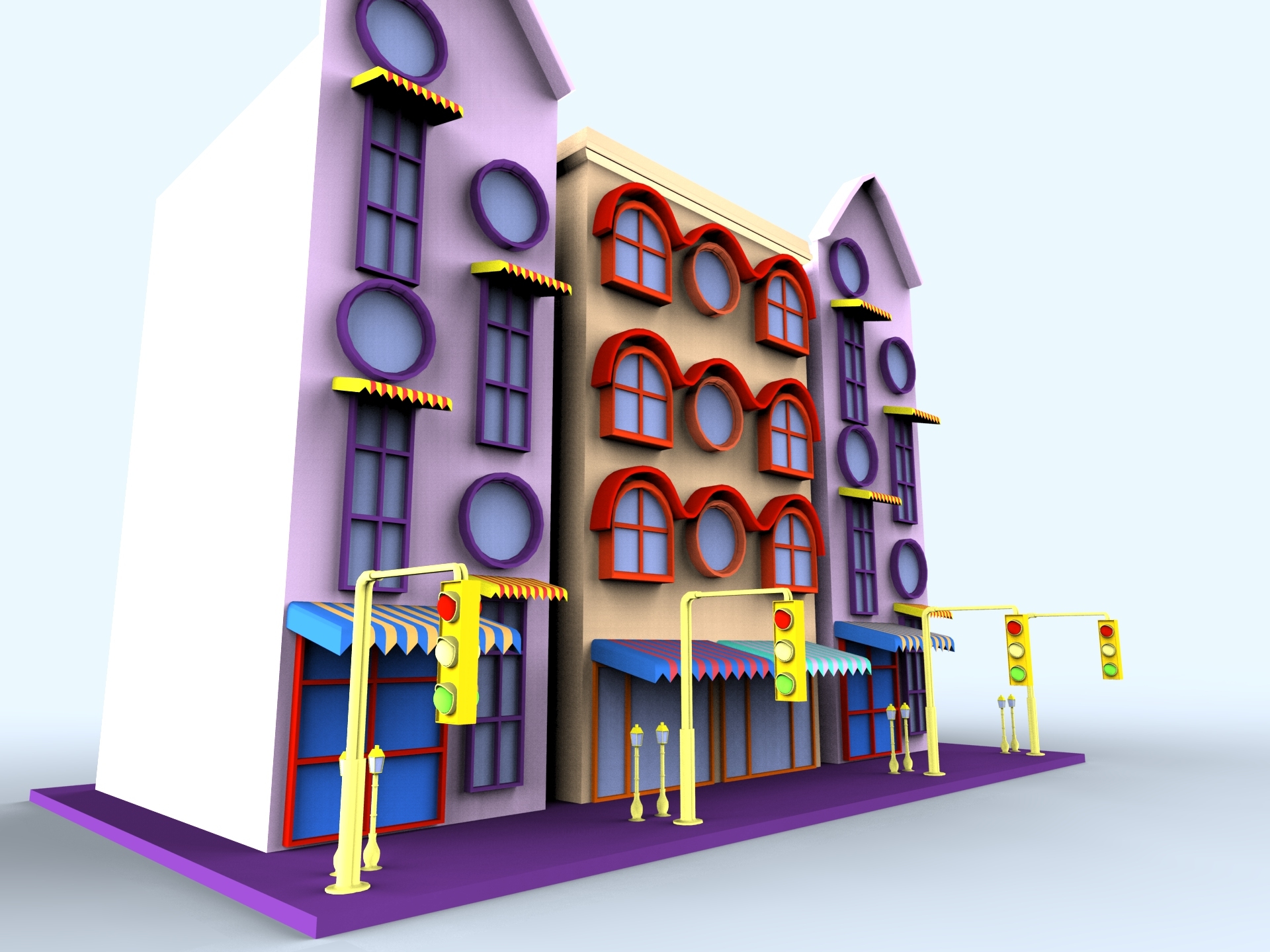 3d model colorfull cartoon building