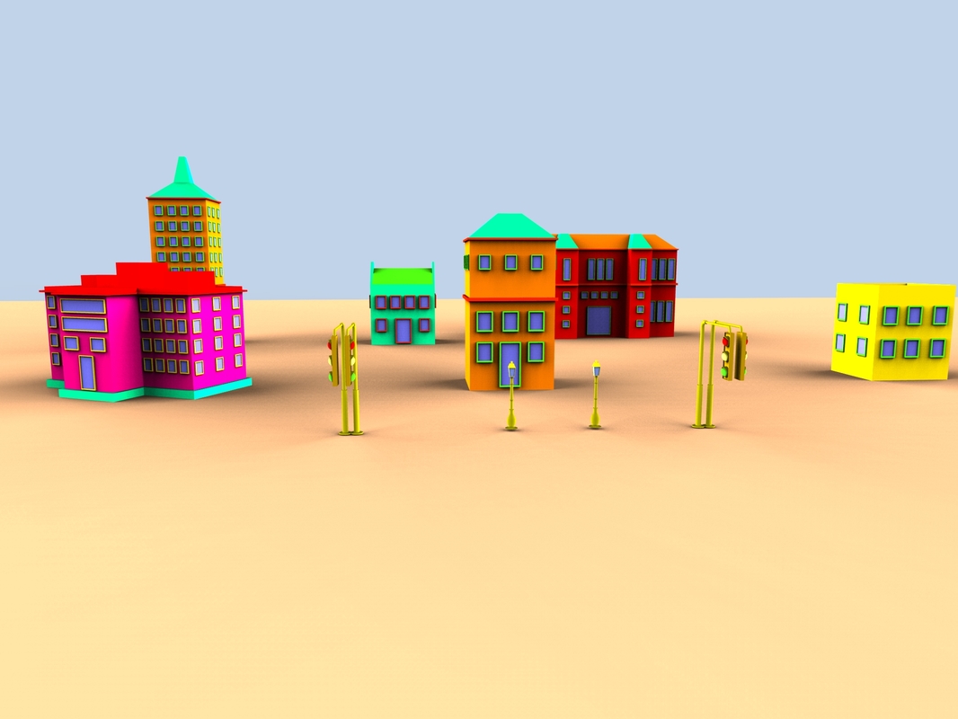 free colorfull cartoon house 3d model