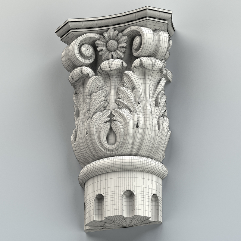 3d carved column capital model