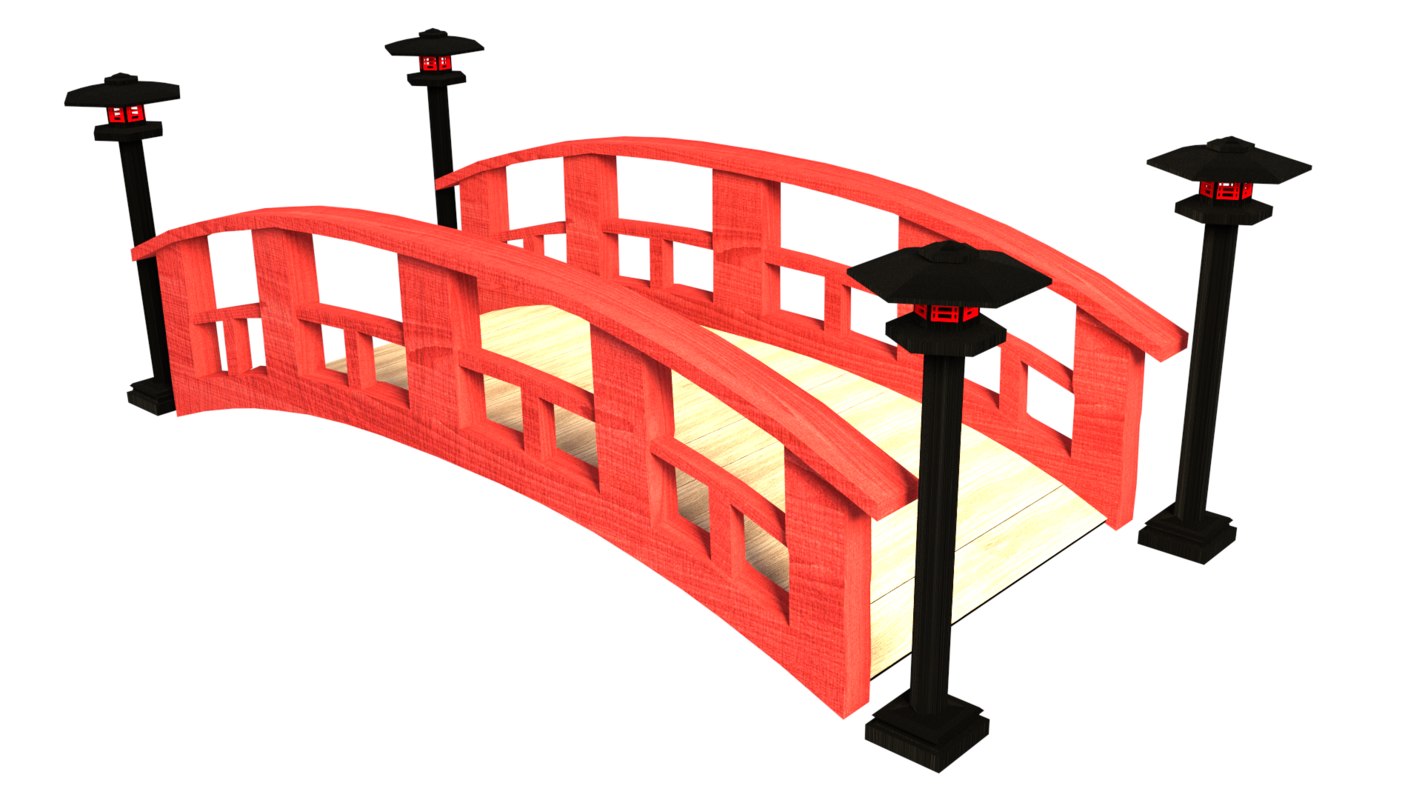 3d model japanese bridge