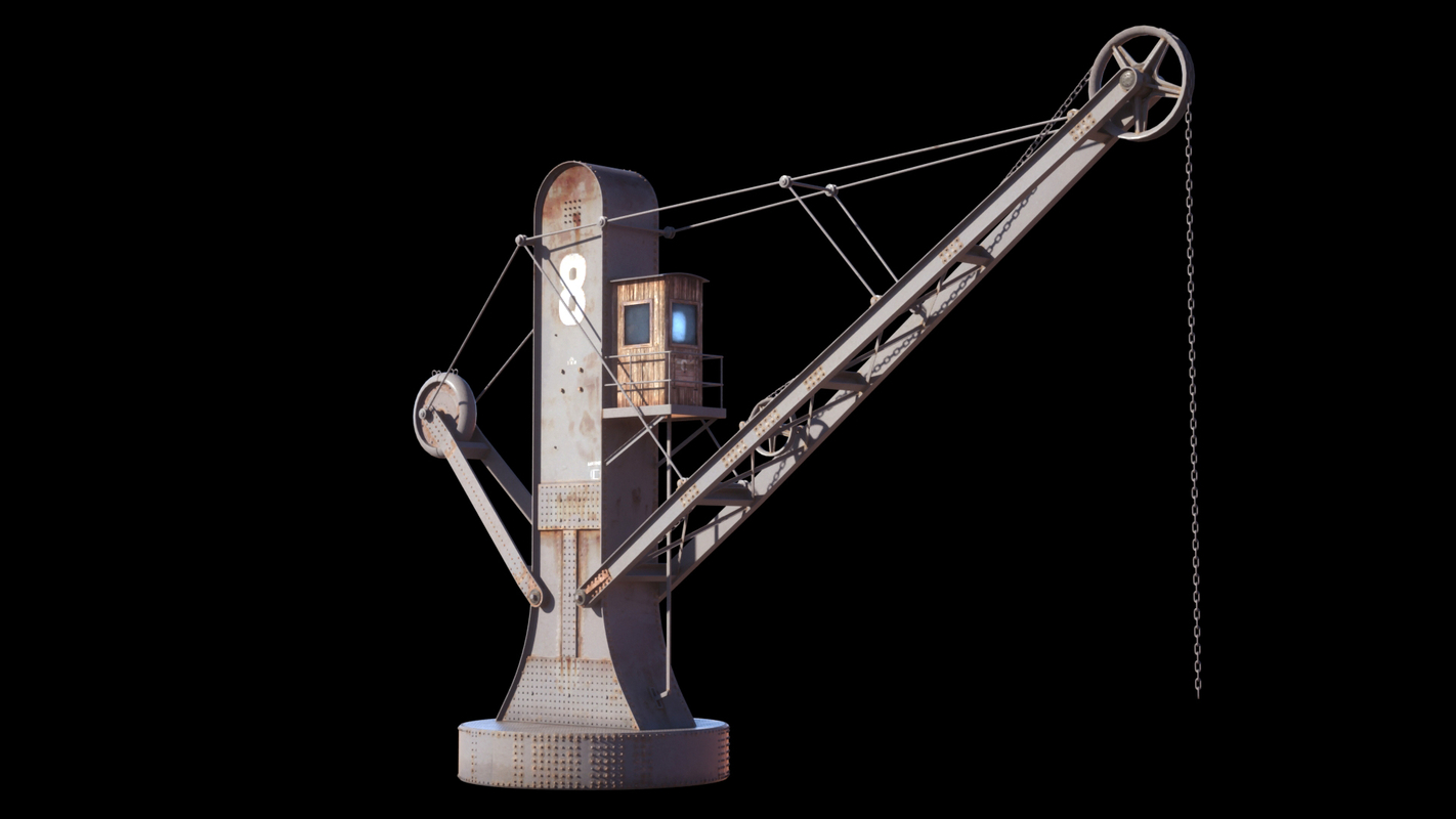 3d model crane harbor