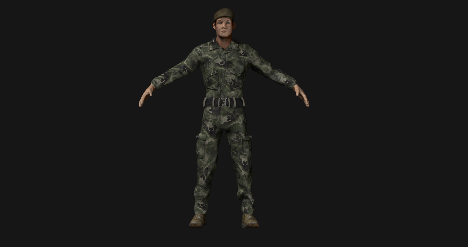 3d army soldier rigged character model