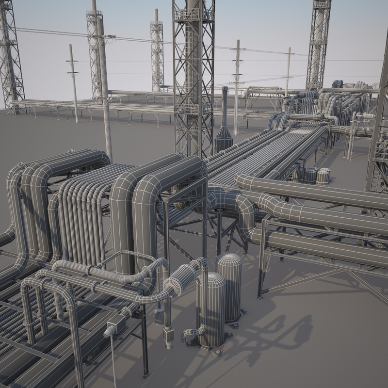 3d model industrial pipes