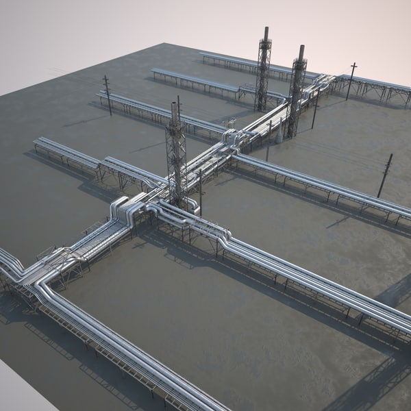 3d model industrial pipes