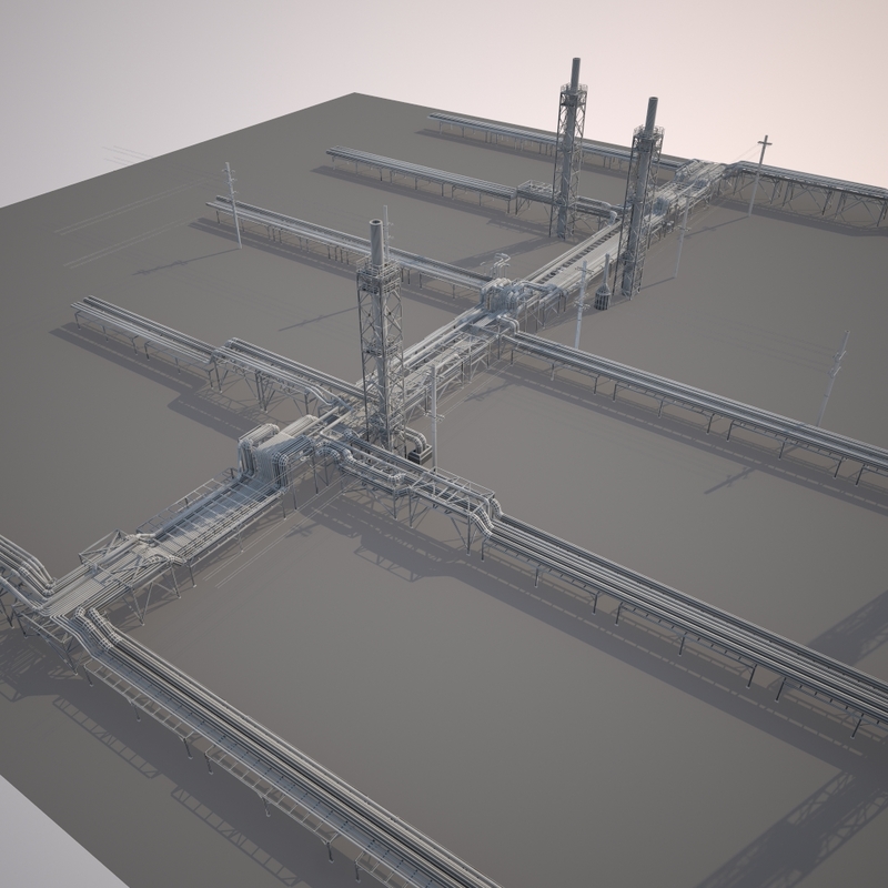3d model industrial pipes