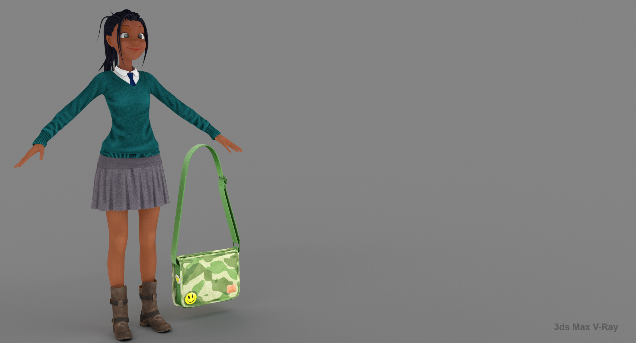 school student 2 3d model
