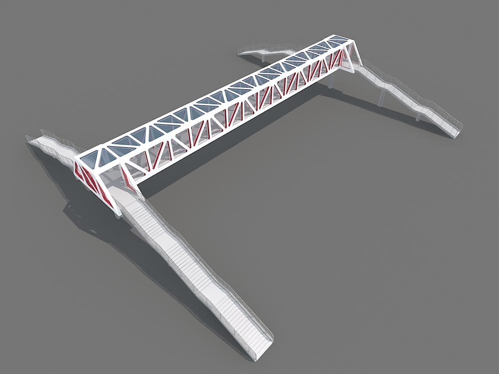 pedestrian bridge foot footbridge 3d model