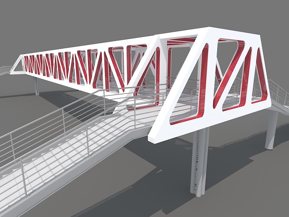 pedestrian bridge foot footbridge 3d model