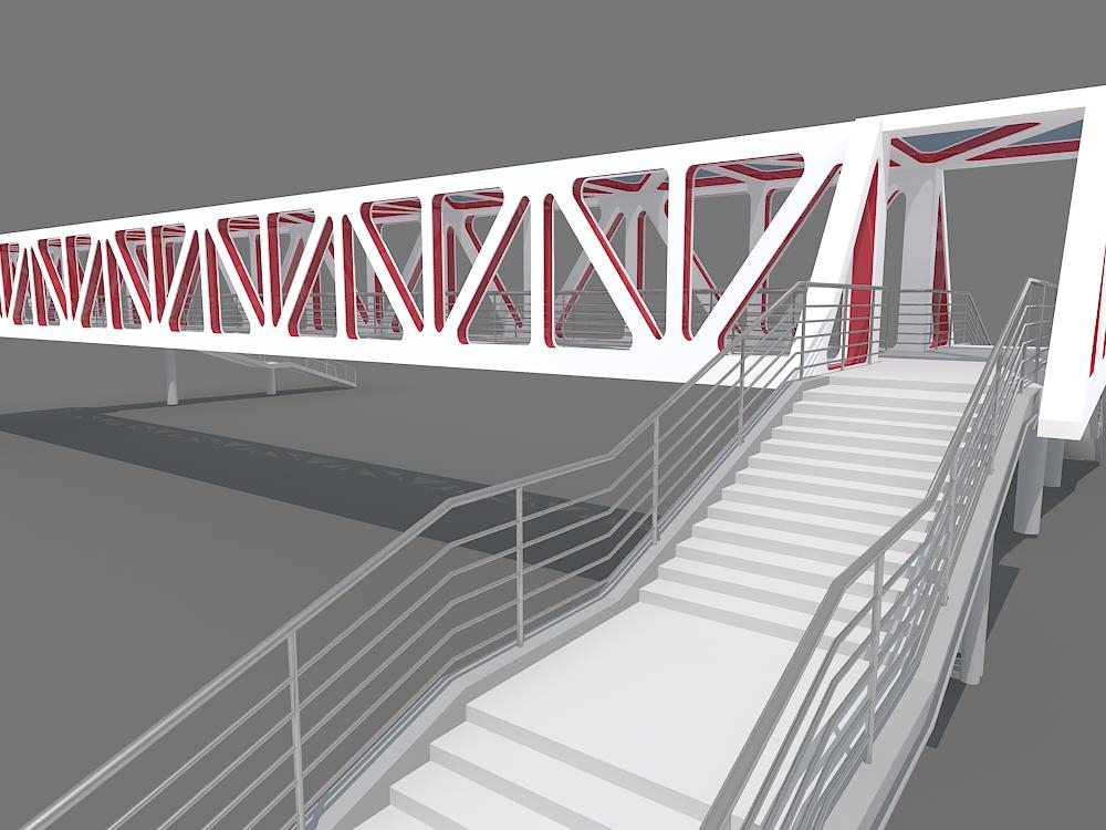 pedestrian bridge foot footbridge 3d model