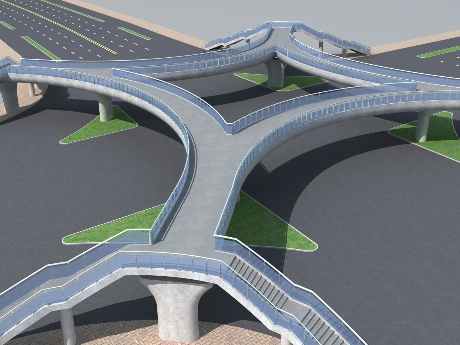 pedestrian bridge foot 3d max