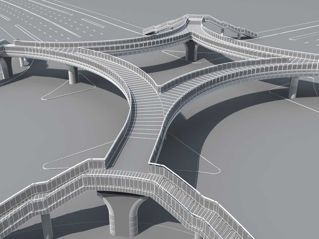 pedestrian bridge foot 3d max