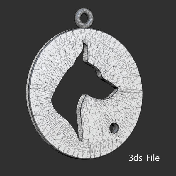 3d model domed dog pendant