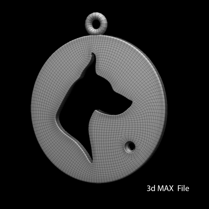 3d model domed dog pendant