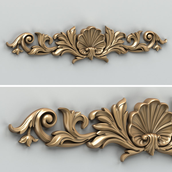 3d model of carved horizontal decor