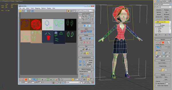 rigged cartoon business office 3d max