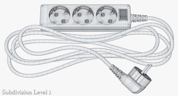 electrical extension cord europe 3d model