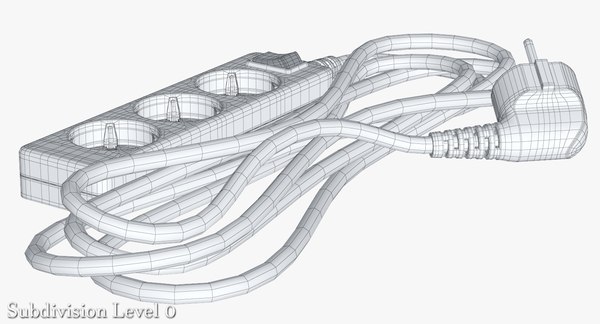 electrical extension cord europe 3d model