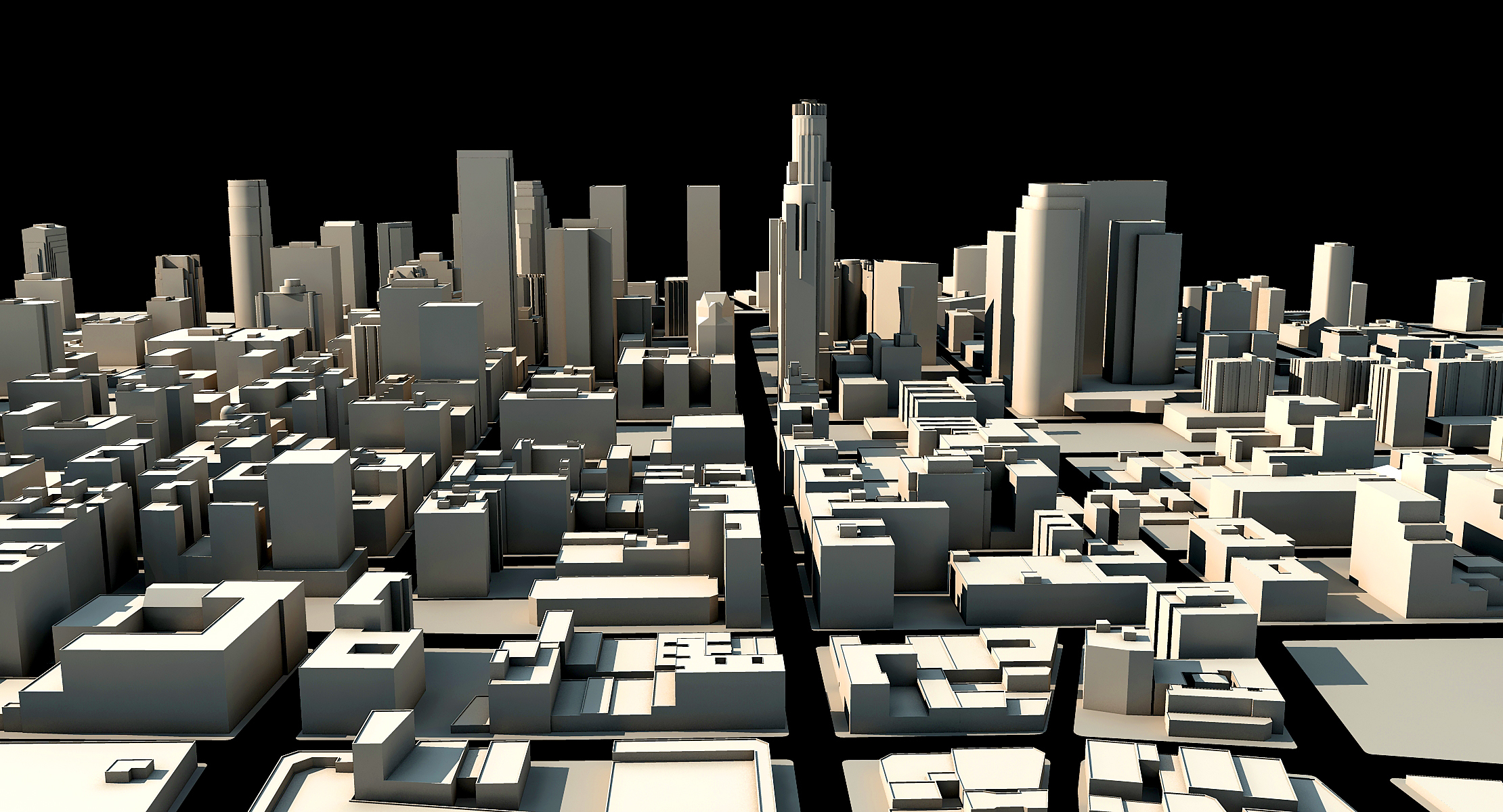 los angeles downtown skyscrapers 3d model