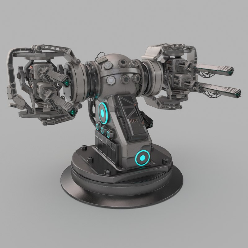 3d plasma turret sci-fi model