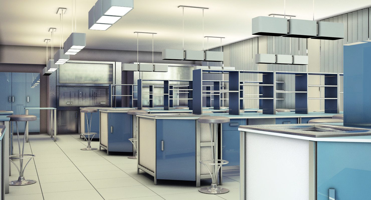 interior scientific laboratory scene 3d model