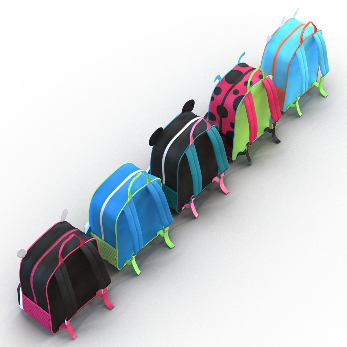 3d model of kid backpacks modeled