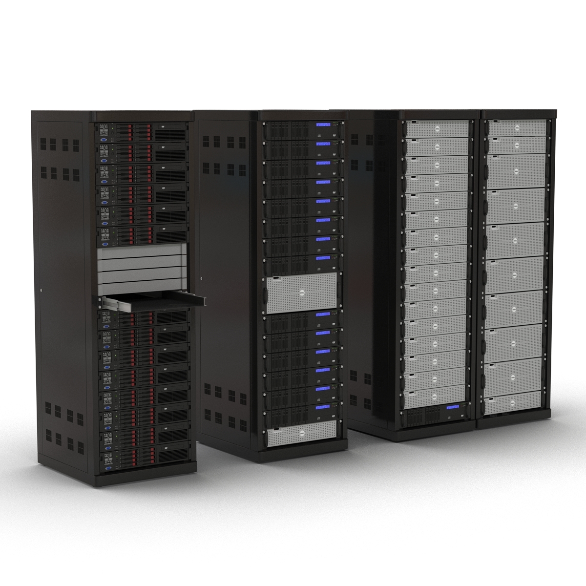 dell server racks set 3d model