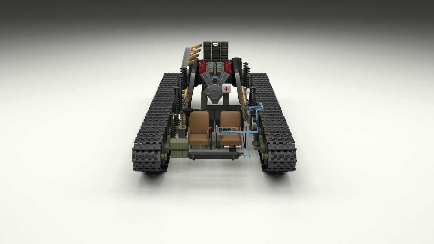 soviet t-34 interior engine 3d obj