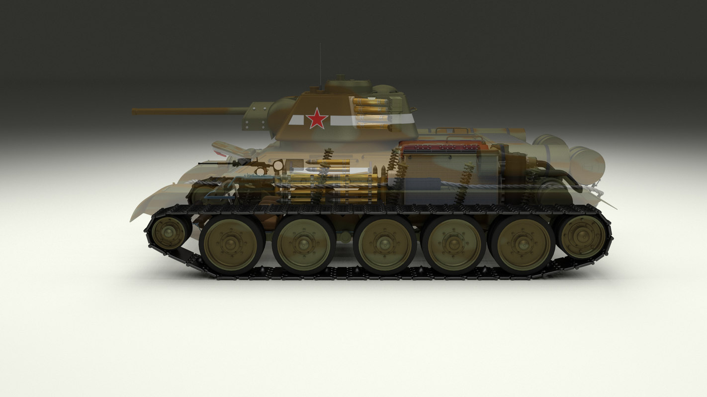 soviet t-34 76 interior 3d obj