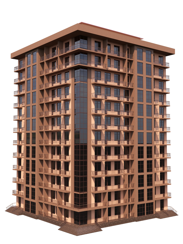 3d model block residential building corner