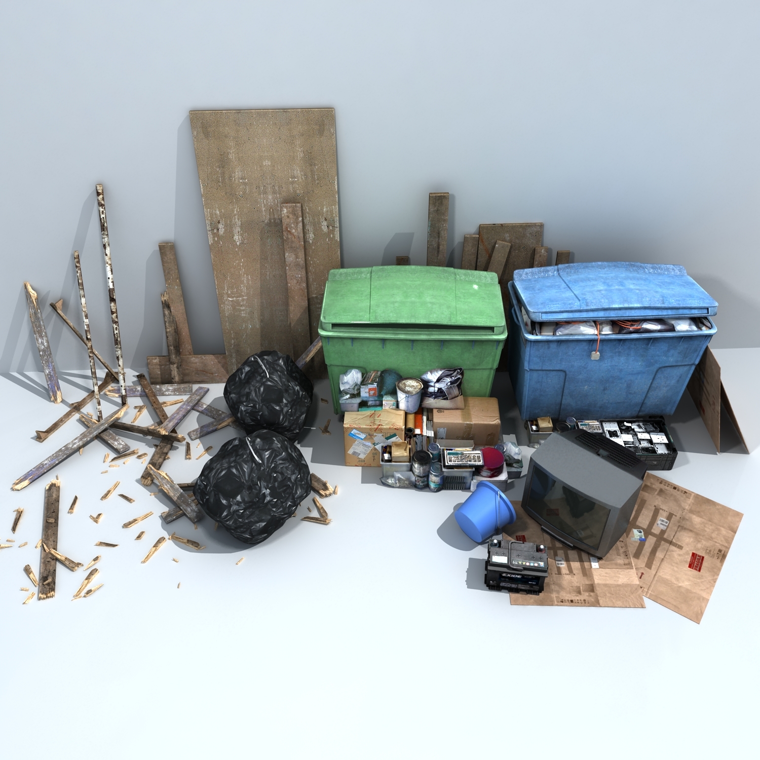 bins waste collections 3d model
