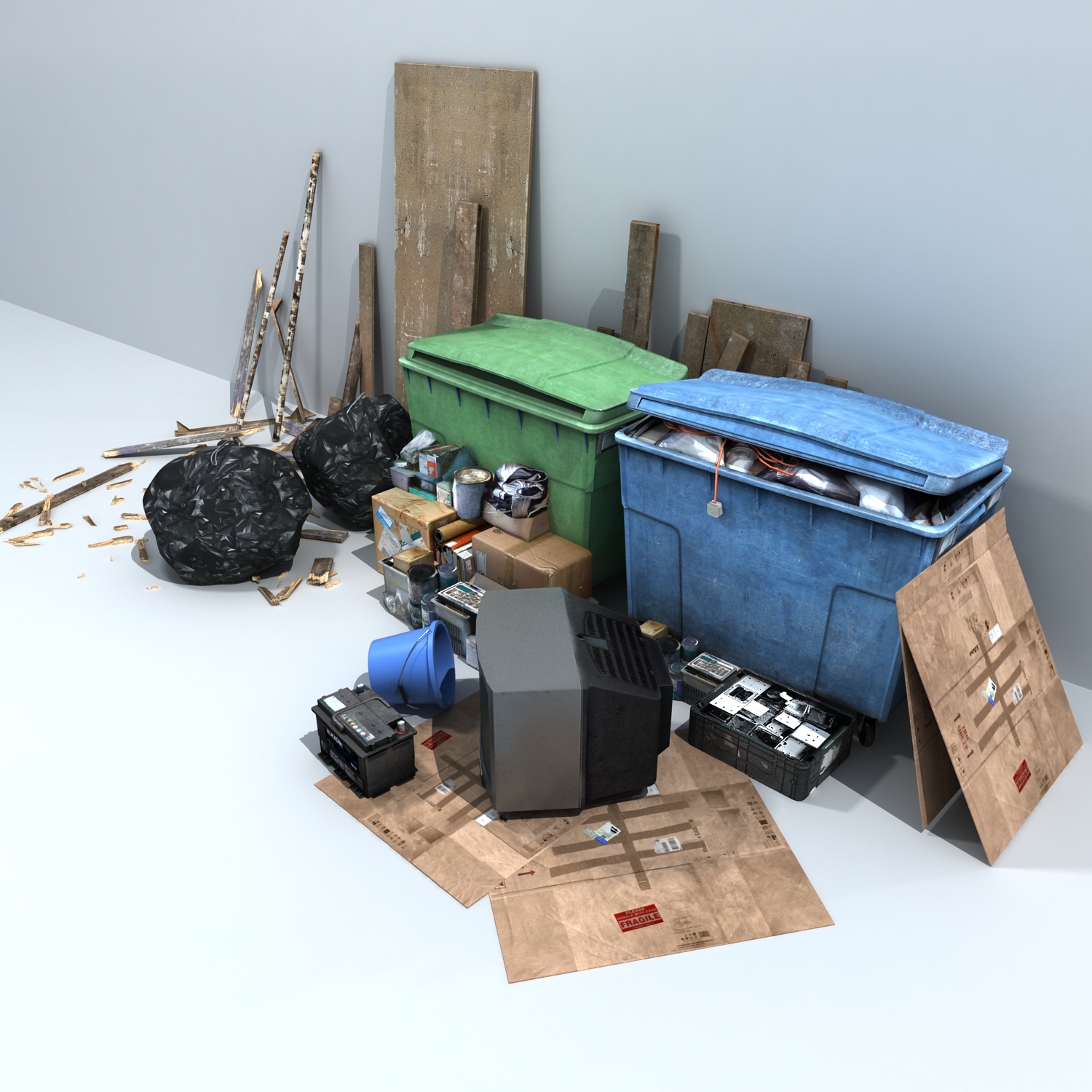 bins waste collections 3d model