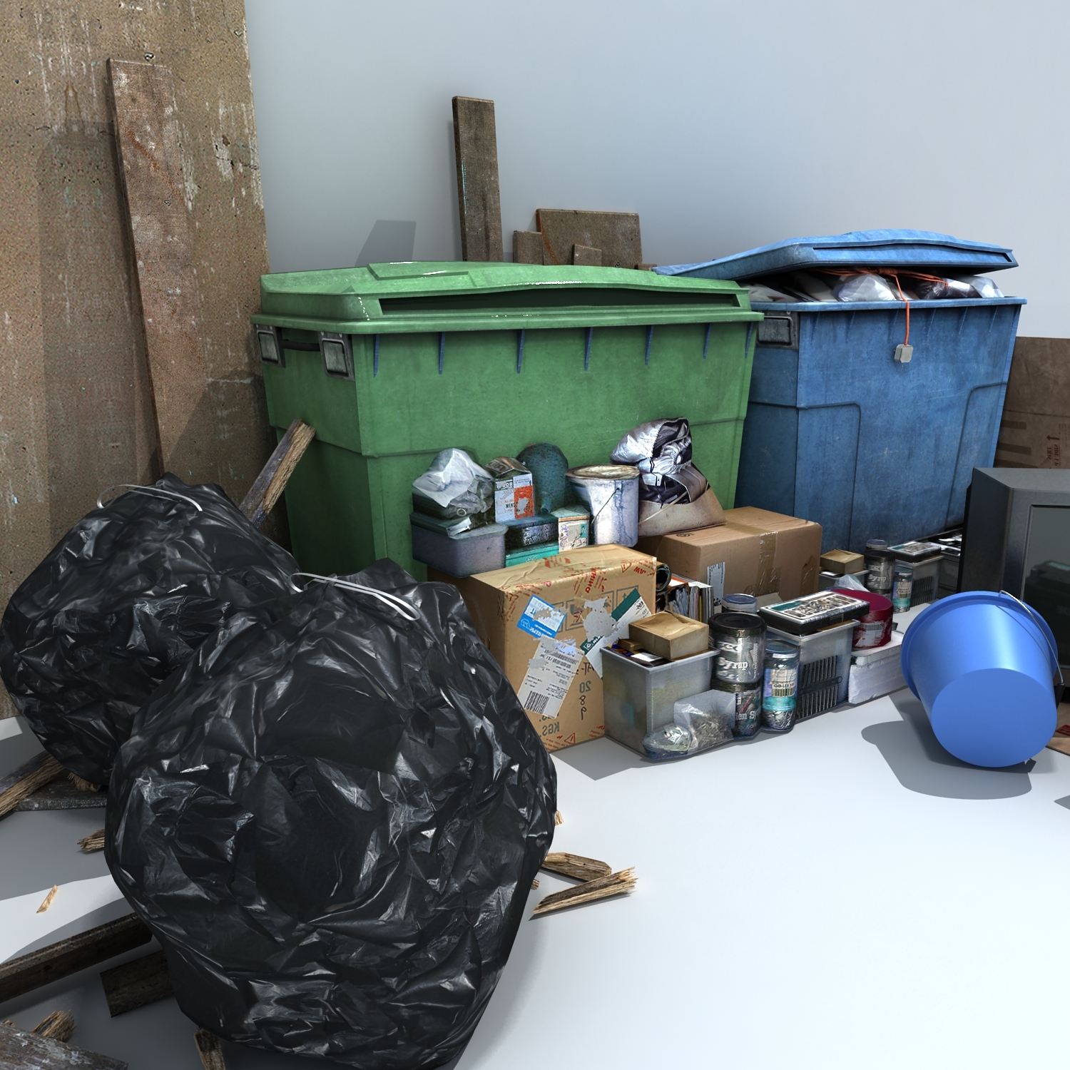 bins waste collections 3d model