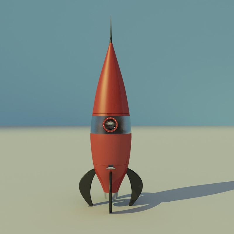 retro rocket space 3d model
