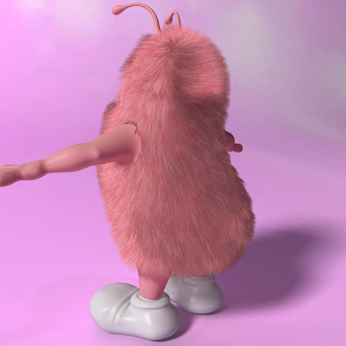 cartoon pink creature rigged 3d obj