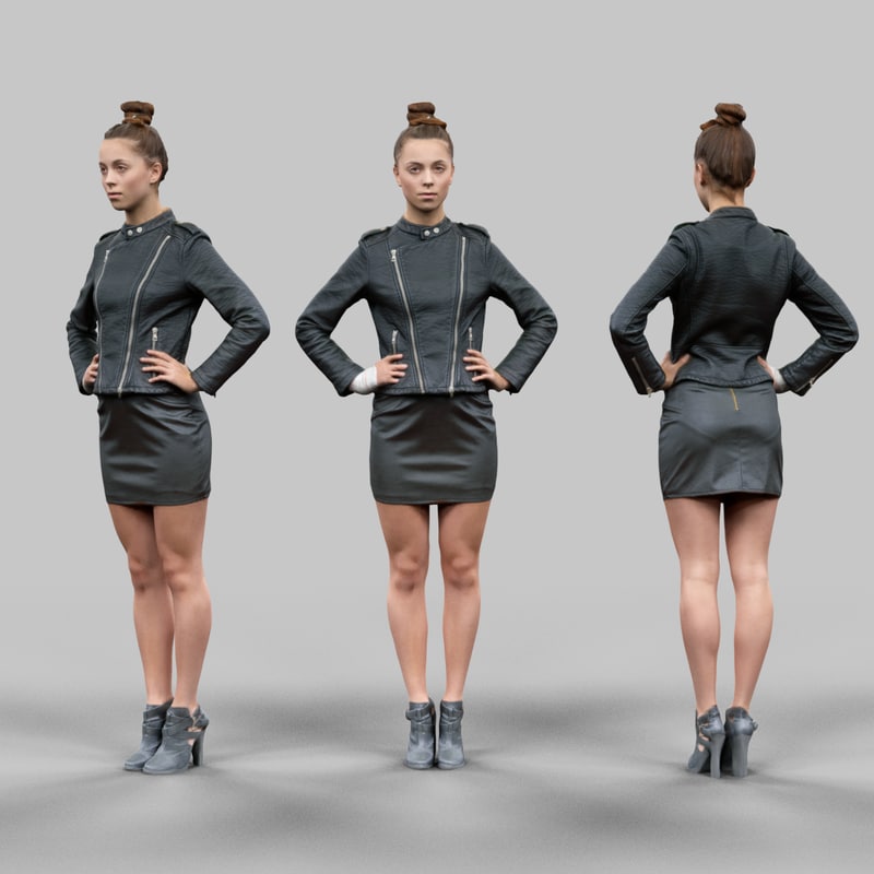girl leather 3d model