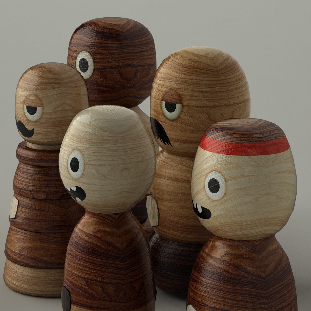 obj handmade wooden character toys