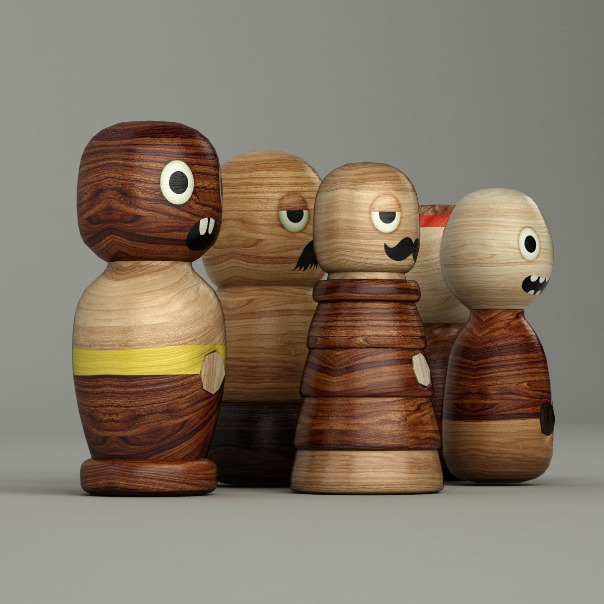 obj handmade wooden character toys
