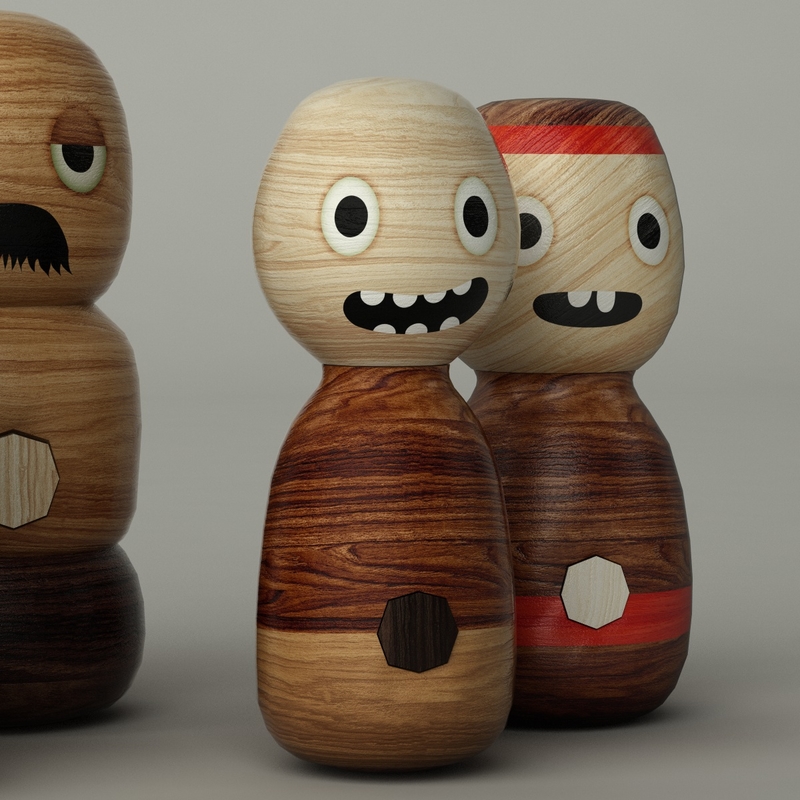 obj handmade wooden character toys
