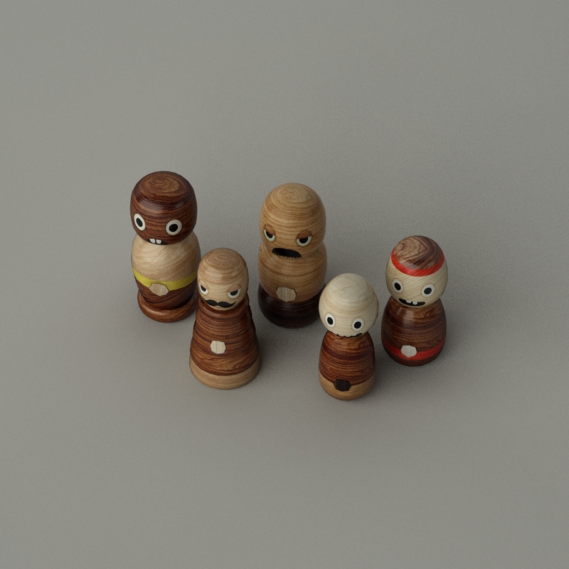 obj handmade wooden character toys