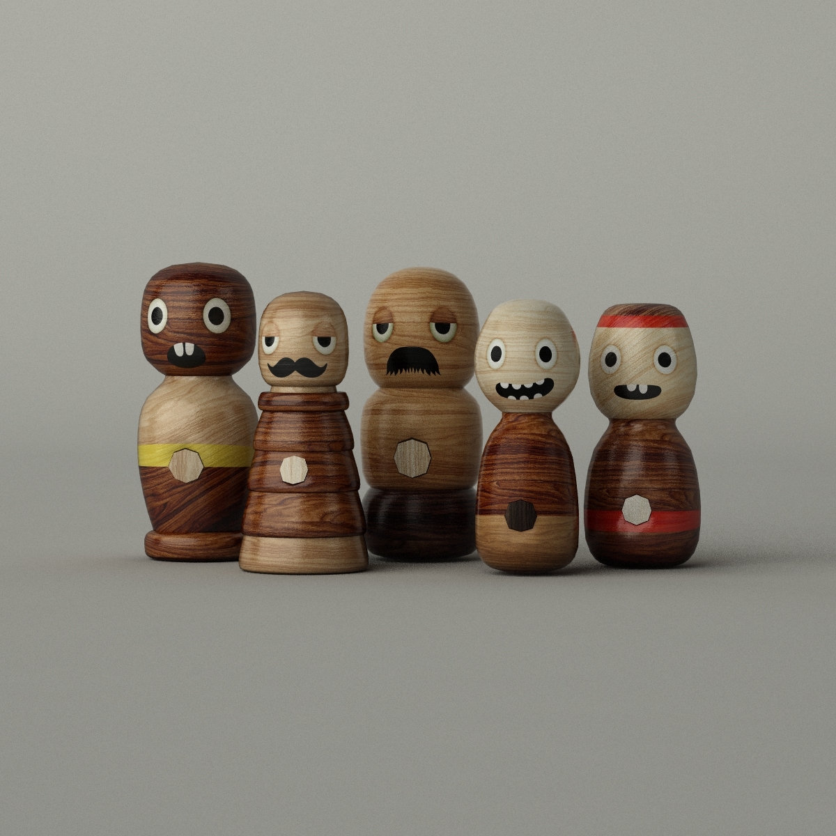 obj handmade wooden character toys