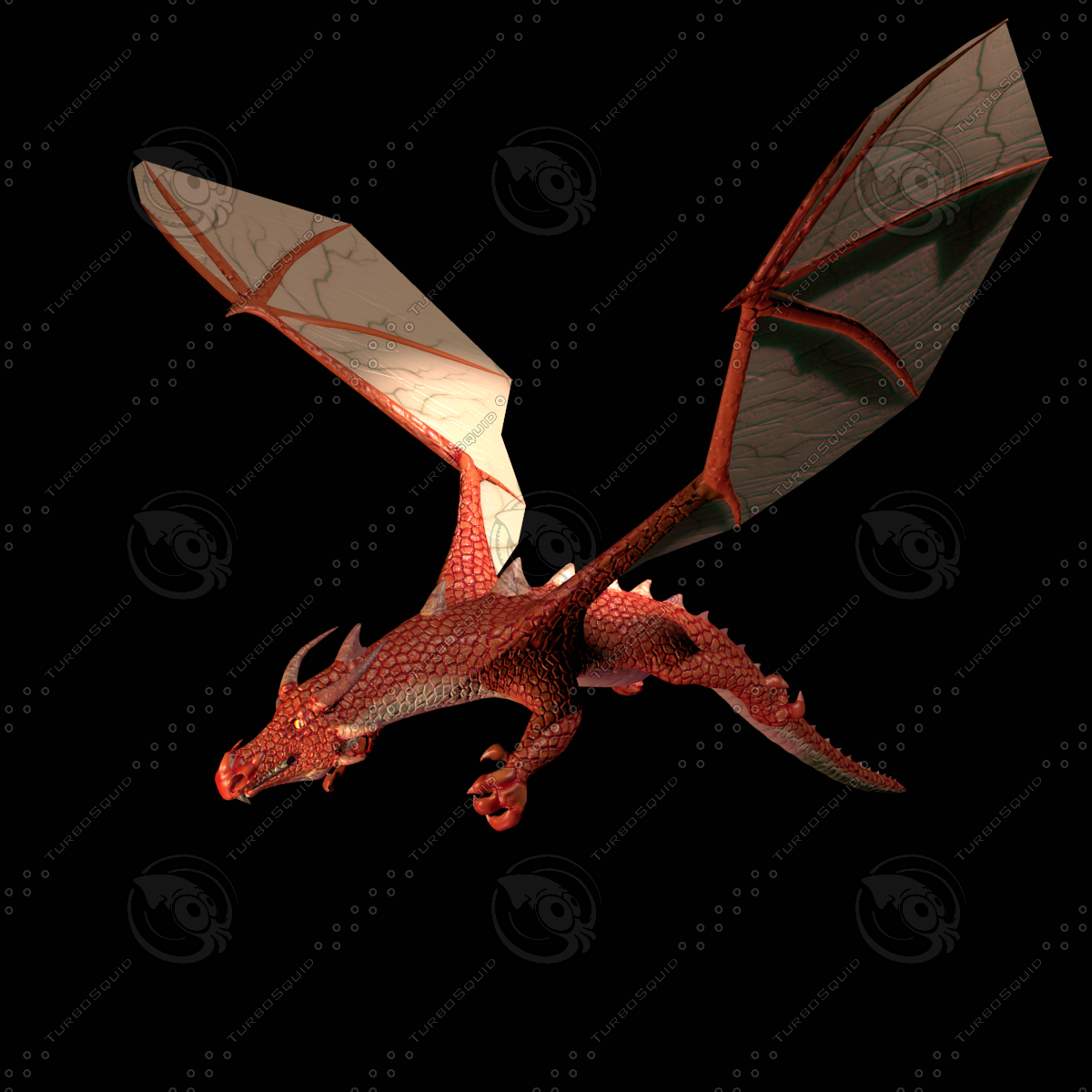 mythical red dragon 3d model