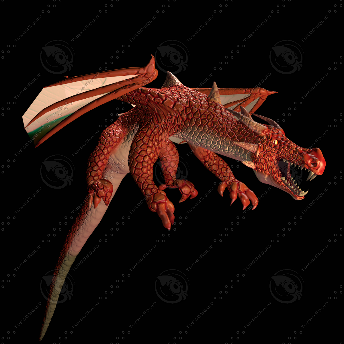 mythical red dragon 3d model