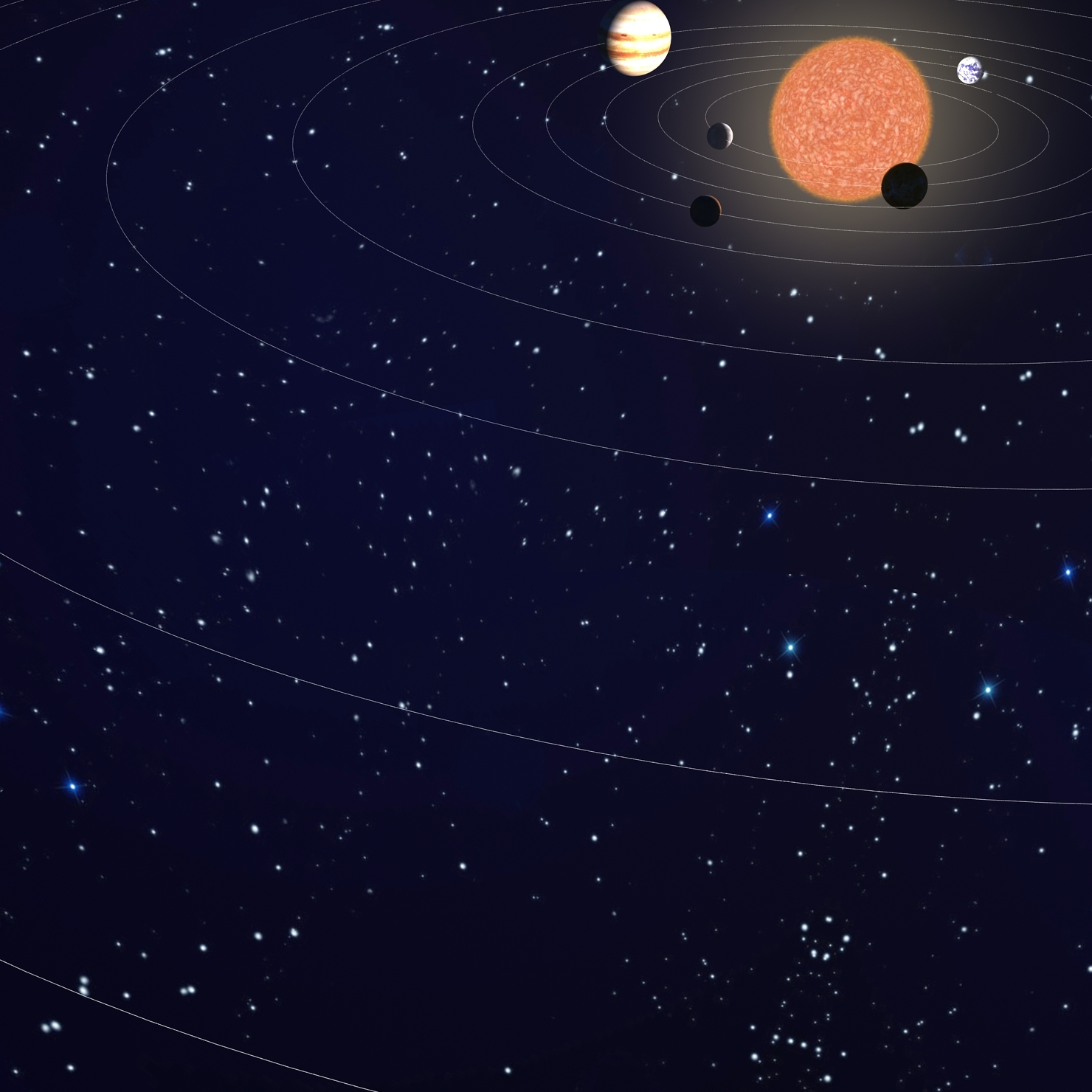3d planet orbiting sun