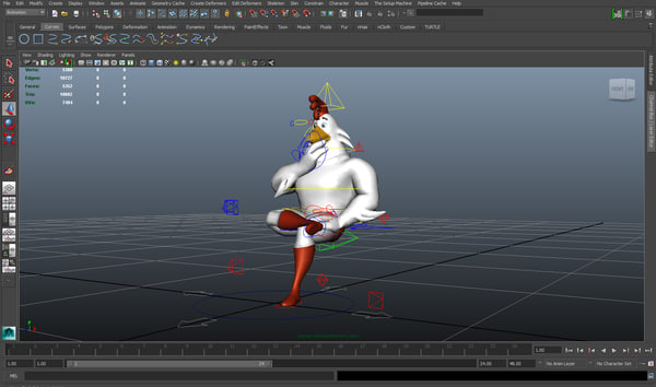3d rig chicken cartoon model