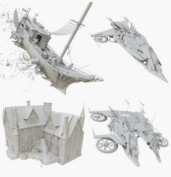 3d model of spaceship scrap wreck